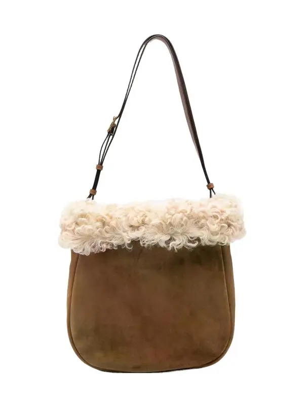 Saint Laurent Shearling-trim Shoulder Bag - Brown