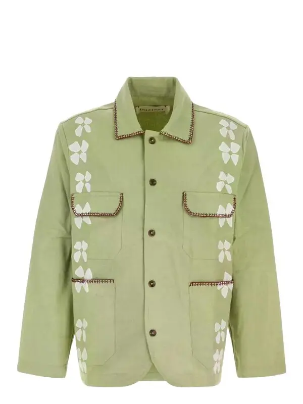 BAZISZT Floral Cotton Blazer - Green