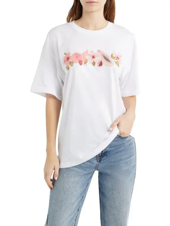 GOLDEN HOUR Tropical Graphic Cotton T-shirt - Bright White
