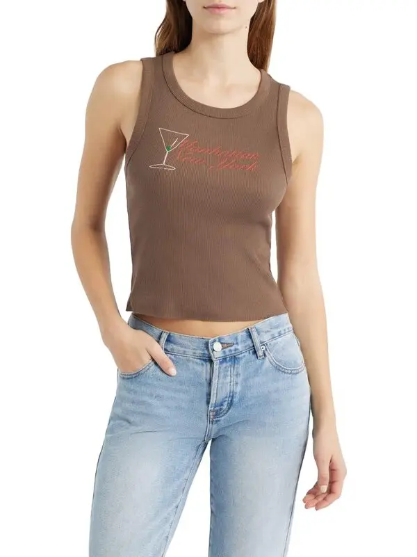 GOLDEN HOUR Manhattan Martini Graphic Tank - Cocoa