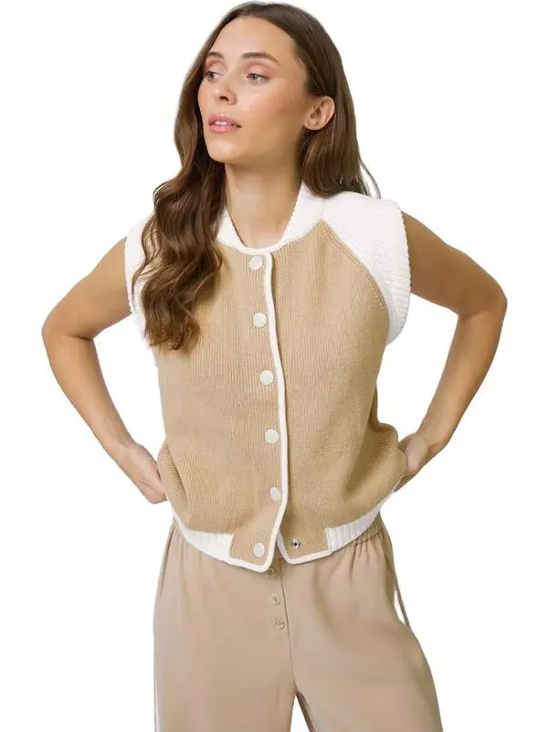 Central Park West Sleeveless Knit Vest - Sand