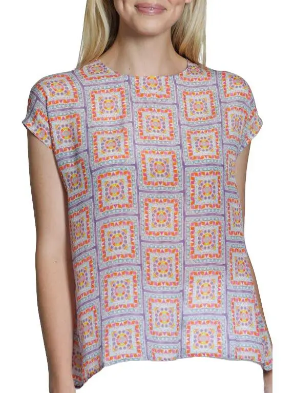 APNY Print Cap-sleeve Shell - Lavender Multi