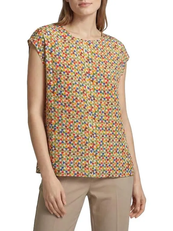 APNY Print Cap-sleeve Shell - Yellowred Multi