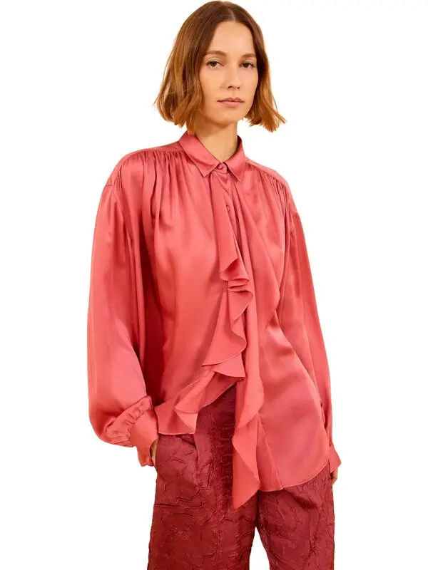 Ulla Johnson Gesture Silk Blouse - Rosewood