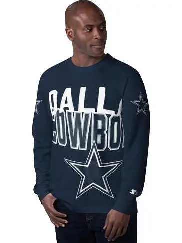 STARTER Dallas Cowboys Clutch Hit Long Sleeve T-shirt - Navy