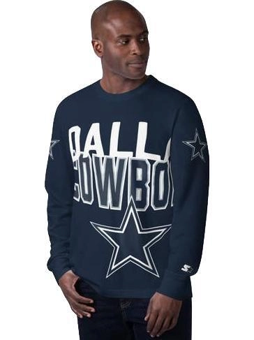STARTER Dallas Cowboys Clutch Hit Long Sleeve T-shirt - Navy