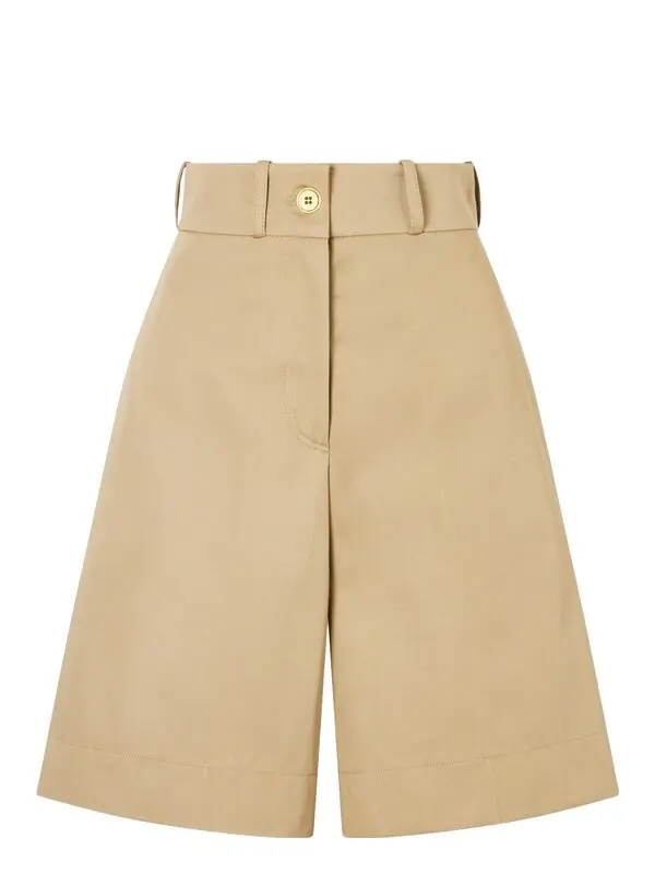 Patou Embroidered Cotton-twill Shorts - Neutrals