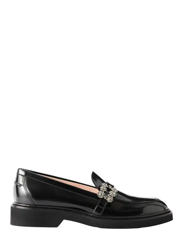 ROGER VIVIER Viv Embellished Loafers - Black