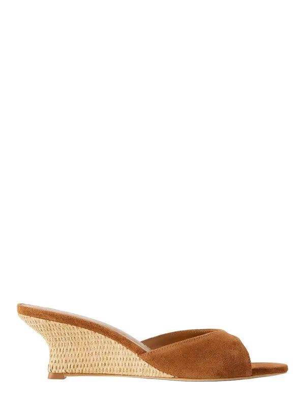Staud Brigitte Suede Wedge Mules - Brown