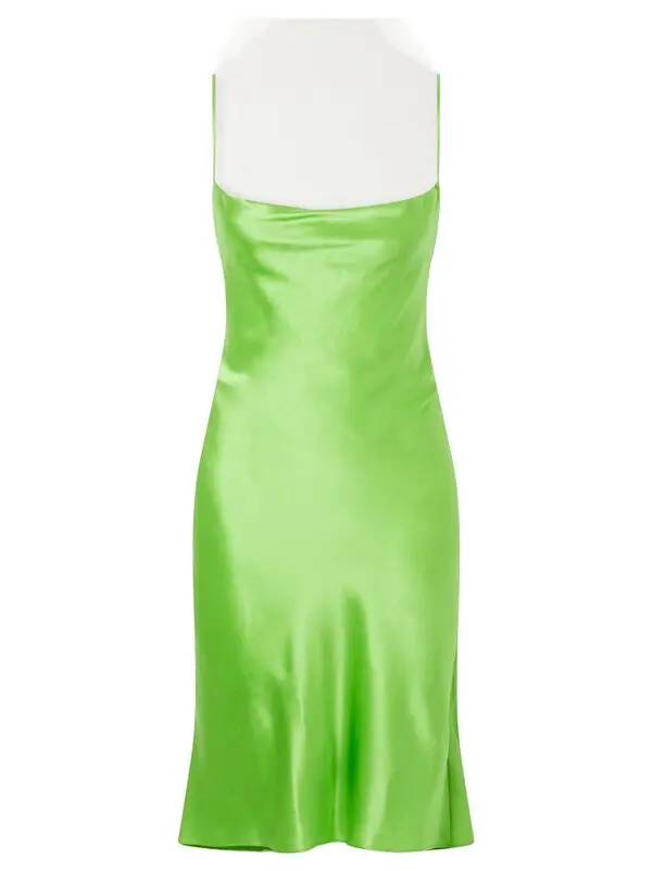 Saint Laurent Draped Silk-satin Mini Dress - Green