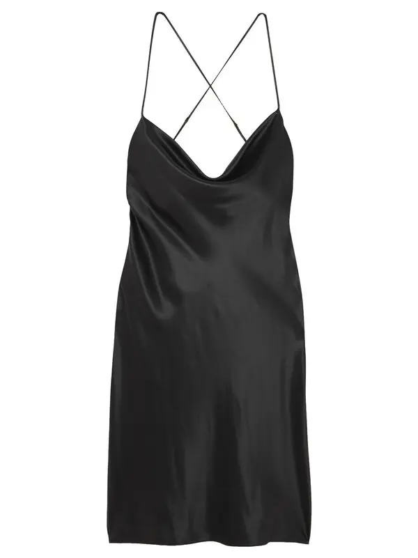 Saint Laurent Draped Silk-satin Mini Dress - Black