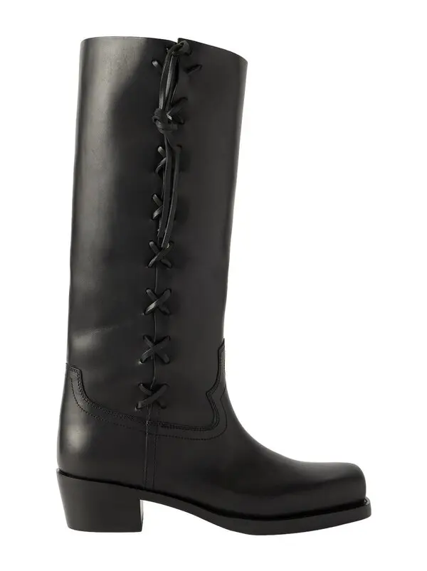 Paris Texas Roxanne Lace-up Knee Boots - Black