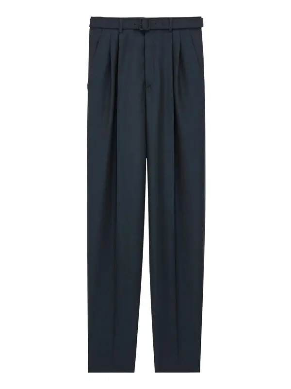 Saint Laurent Wool-mohair Pleated Trousers - Green