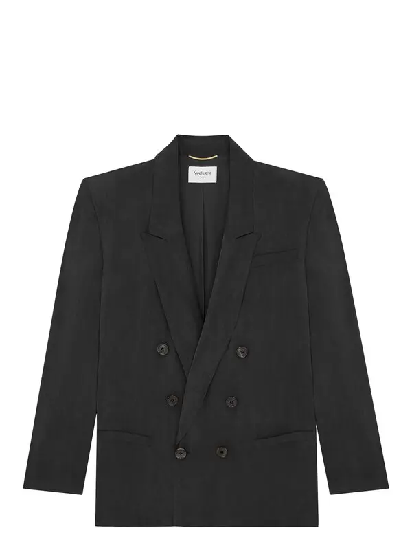 Saint Laurent Silk Double-breasted Blazer - Black