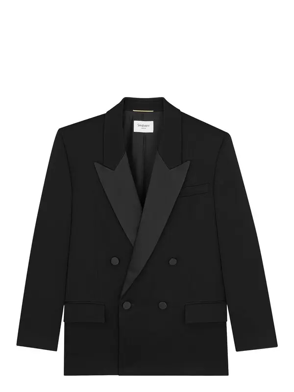 Saint Laurent Wool Tuxedo Jacket - Black