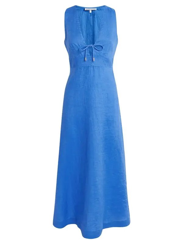 Heidi Klein Linen Skyros Midi Dress - Blue
