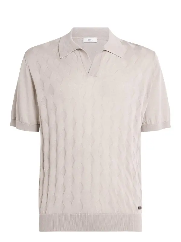 Eton Cotton-silk Argyle Polo Shirt - Beige