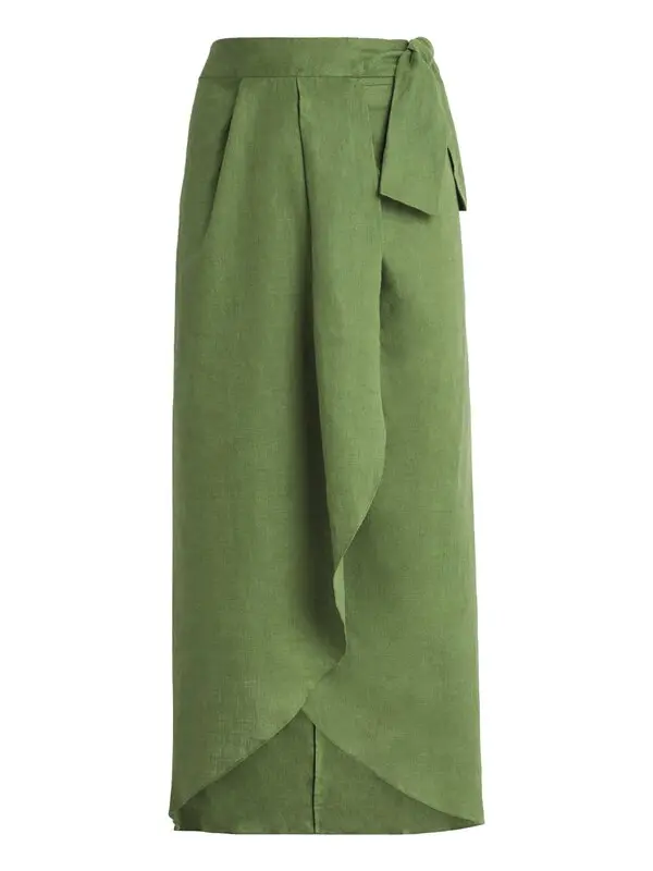 Johanna Ortiz Linen Safari Midi Skirt - Green