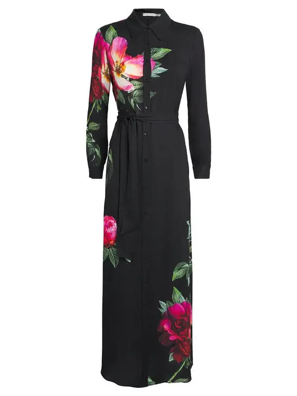 Alice + Olivia Floral Chassidy Shirt Dress - Black