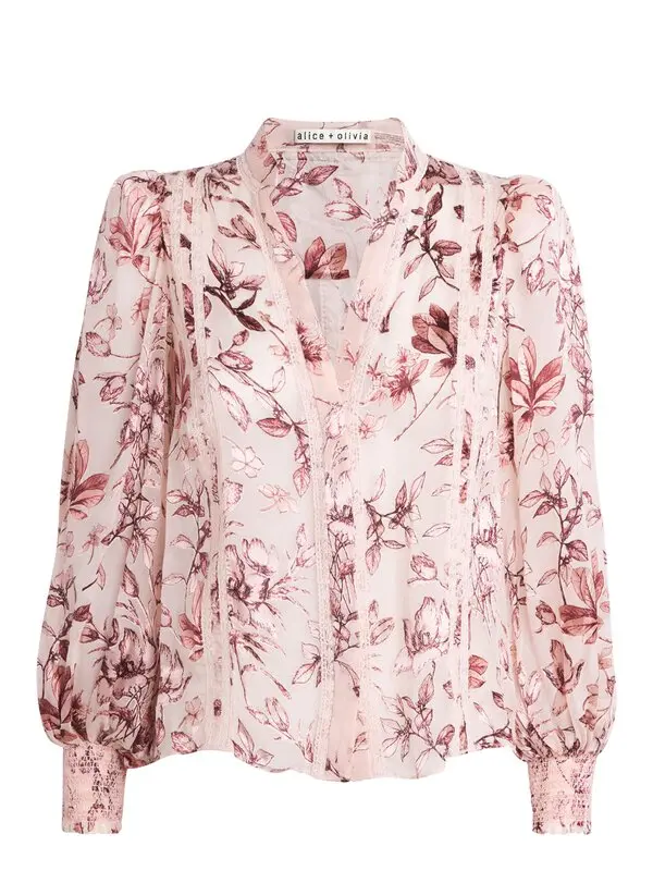 Alice + Olivia Arlette Floral Blouse - Pink