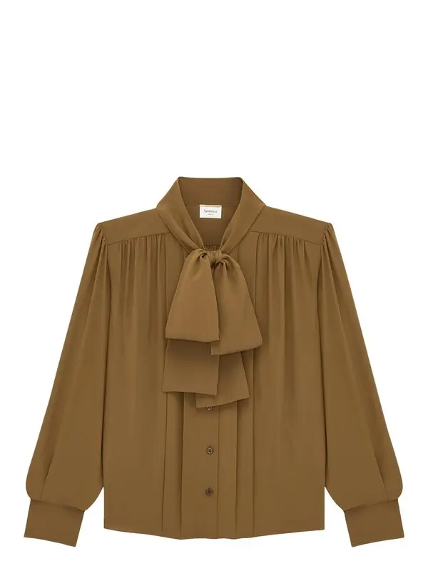 Saint Laurent Silk Lavalliére Shirt - Green