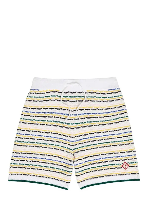 Casablanca Striped Tuck-stitch Cotton-knit Shorts - Multicoloured