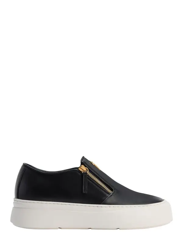GIUSEPPE ZANOTTI Leather Slip-on With Zippers - Black