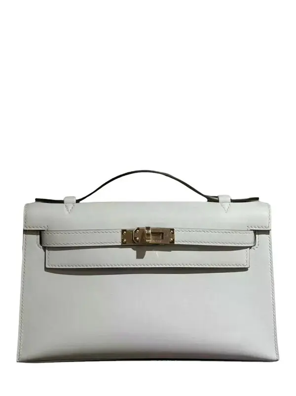Hermès 2025 Kelly Leather Pochette - White