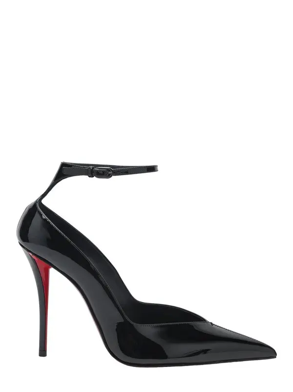 CHRISTIAN LOUBOUTIN Patent Leather Pumps With Ankle Strap - Black