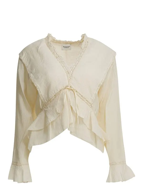 MARANT ETOILE Damienne Cotton And Linen Blouse - Beige