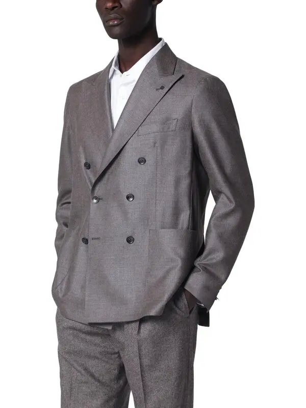 Tagliatore Silk And Virgin Wool Double-breasted Jacket - Grey