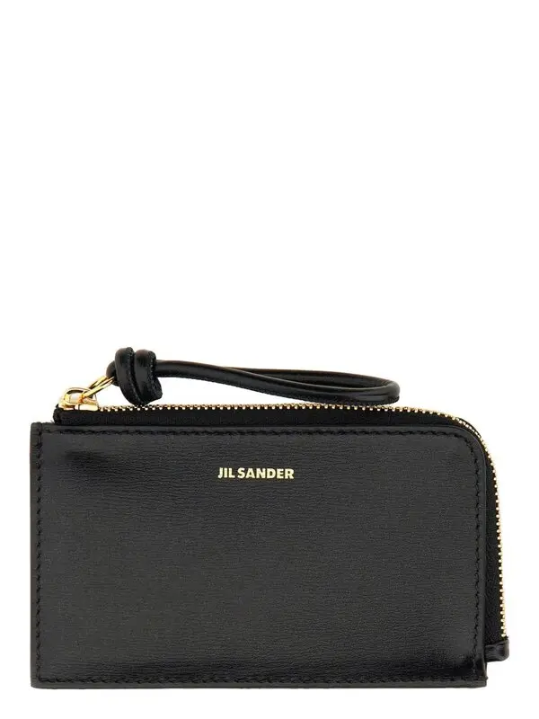 JIL SANDER Leather Zip Pouch - Black