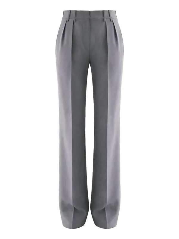 JIL SANDER Wool Gabardine Wide Leg Pants - Grey