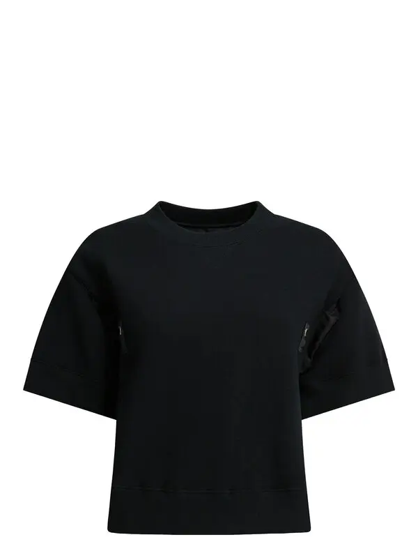 Sacai Crew Neck T-shirt With Satin Back - Black