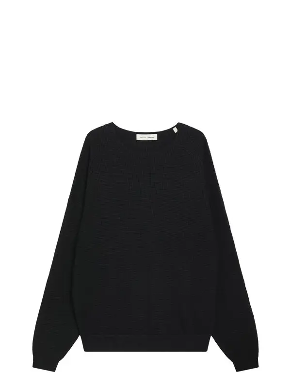 Fear Of God Waffle Knit Crewneck Sweatshirt - Black