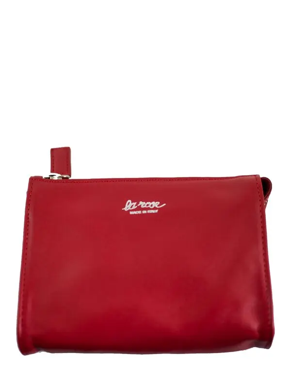 LA ROSE Minimal Leather Makeup Bag - Rosso