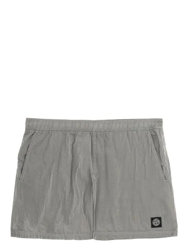 Stone Island Swimsuit With Logo Patch - Grey