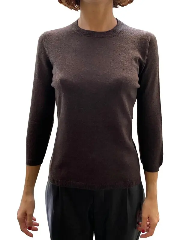 LA ROSE Cashmere 3/4 Sleeve Top - Marrone