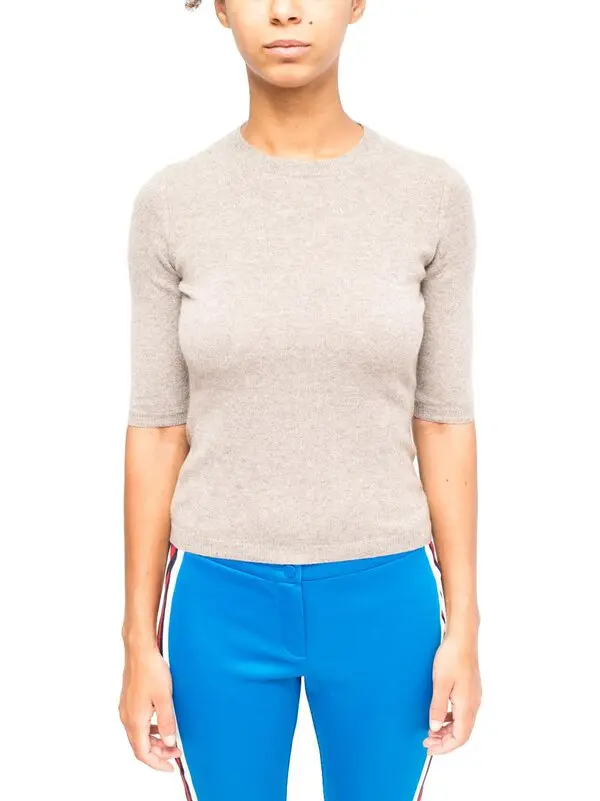 LA ROSE Cashmere Knit Top - Grigio Melange