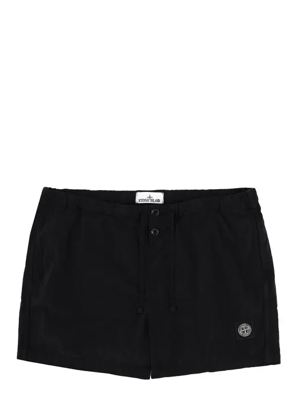 Stone Island Swimsuit With Logo Patch - Black