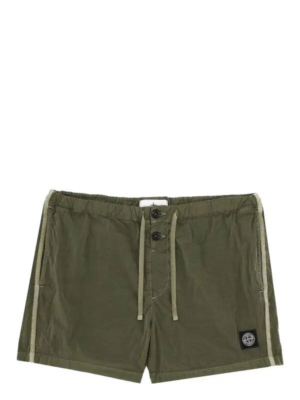 Stone Island Swimsuit With Logo Patch - Military Green