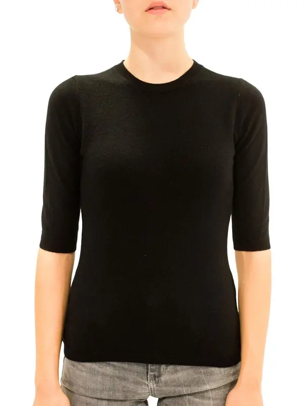 LA ROSE Maglia 3/4 Cashmere Top - Nero