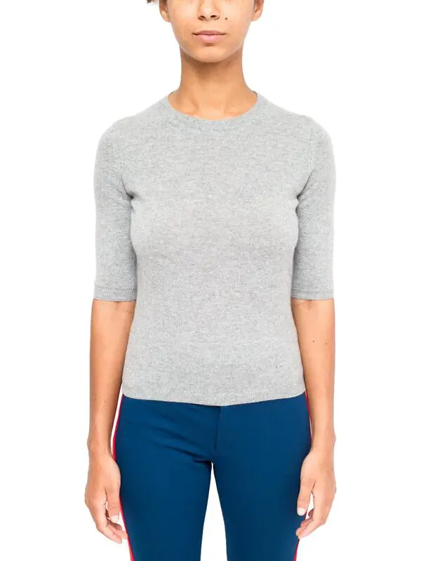 LA ROSE Cashmere 3/4 Sleeve Top - Grigio Chiaro