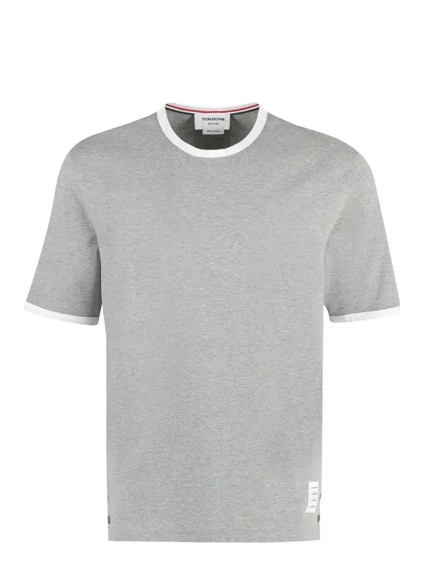 Thom Browne Ss Ringer Tee In Medium Weight Jersey - Lt Grey