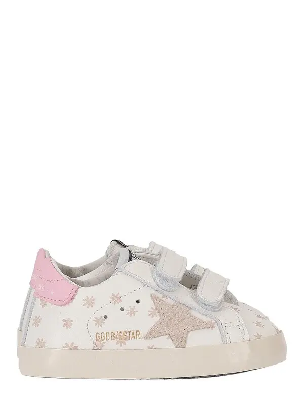 GOLDEN GOOSE Baby School Nappa Sneakers With Suede Star - White/light Beige/pink