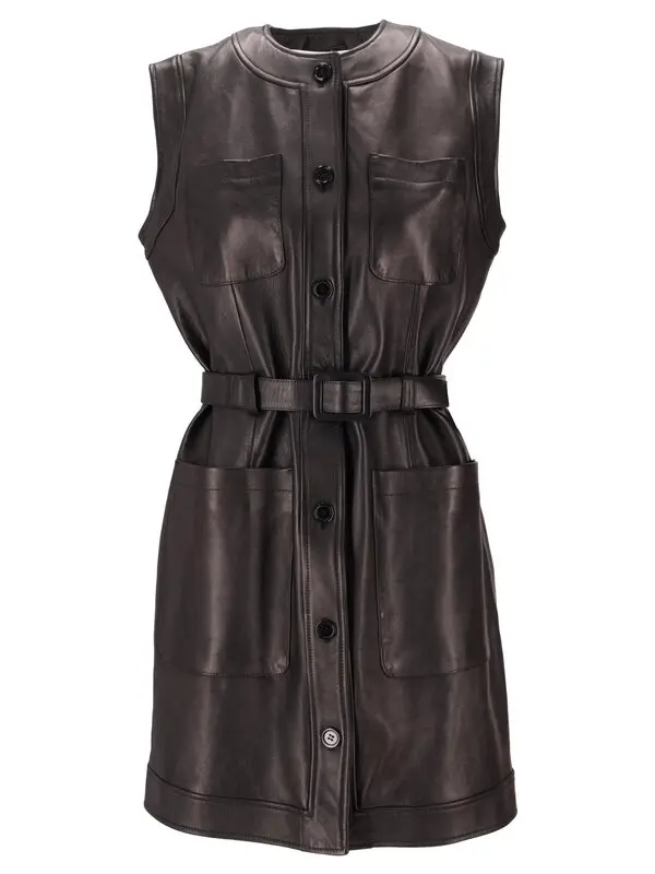 LA ROSE Leather Dress - Nero