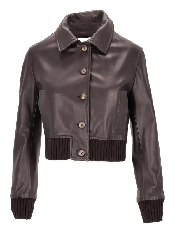 LA ROSE Nappa Leather Jacket - Testa Di Moro
