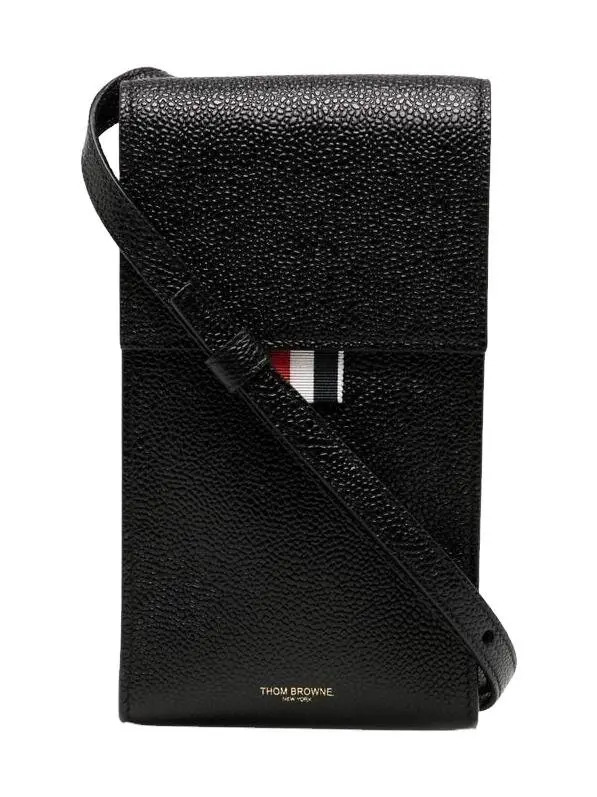 Thom Browne Pebble Grain Leather Phone Holder - Black