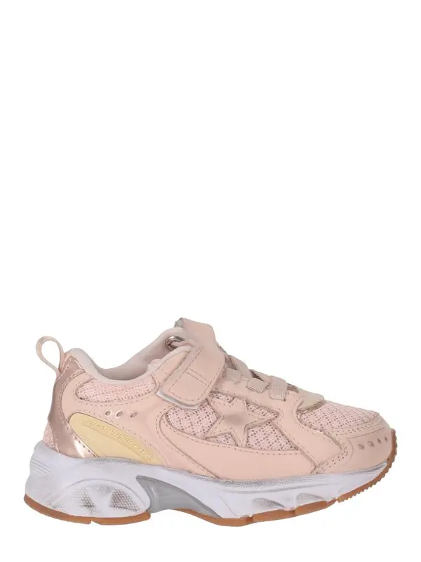 GOLDEN GOOSE Lightstar Net And Leather Sneakers - Pink/yellow