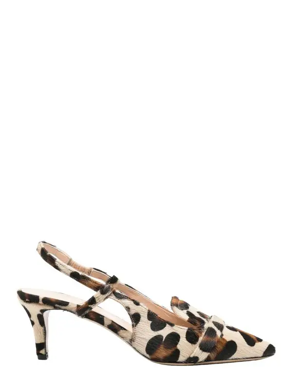 PAROSH 70mm Leopard Print Slingback Pumps - Fantasia Marrone